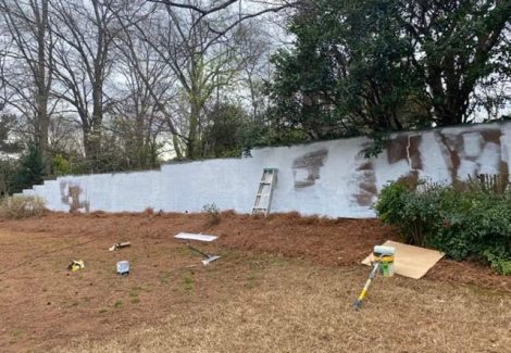 Repainted Retaining Wall in Roswell, GA - Retaining Wall Painters